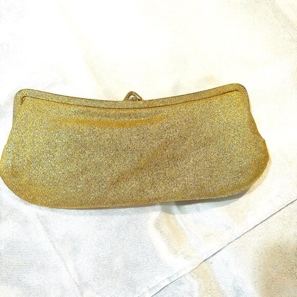 Vintage | Bags | Vintage Gold Lame Small Evening Clutch Wgold Snap Top ...